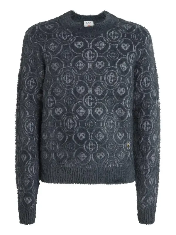 Casablanca Wool-blend Monogram Sweater - Grey
