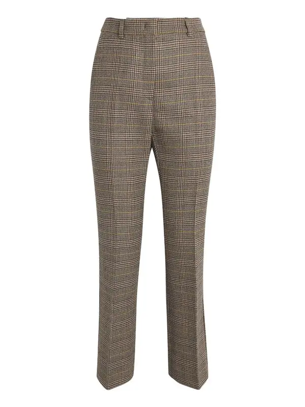 Max Mara Wool Check Flared Trousers - Brown