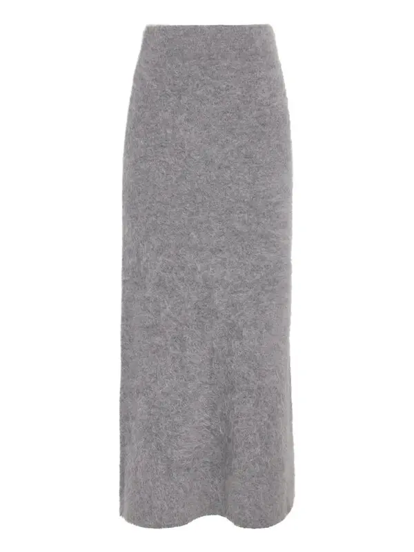 Almada Label Brushed Cashmere Umi Maxi Skirt - Grey