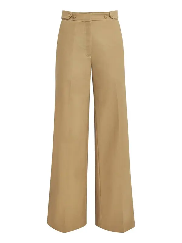 Sandro Cotton Wide-leg Trousers - Beige