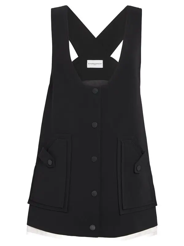 Claudie Pierlot Pinafore Mini Dress With Lace Trim - Black