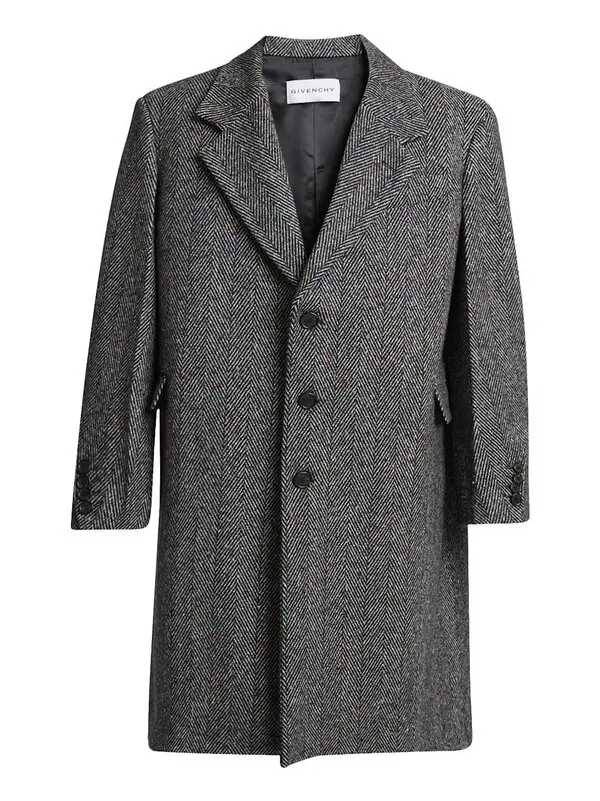Givenchy Donegal Herringbone Overcoat - Black White