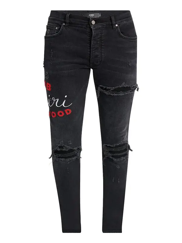 Amiri D-club Applique Distressed Jeans - Dusk Black
