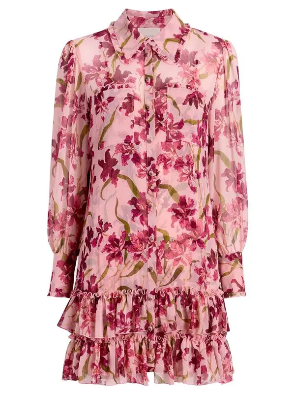 Cinq À Sept Trailing Hibiscus Lupetto Mini Dress - Blush Peta