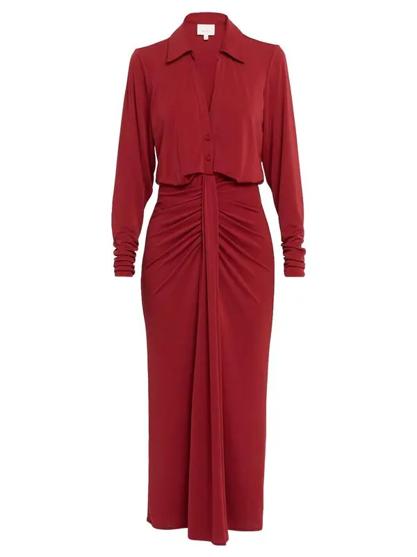 Cinq À Sept Seferina Draped Jersey Dress - Bordeaux