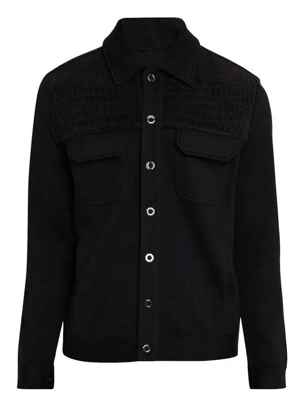 Stefano Ricci Crocodile-trim Knit Blouson - Black
