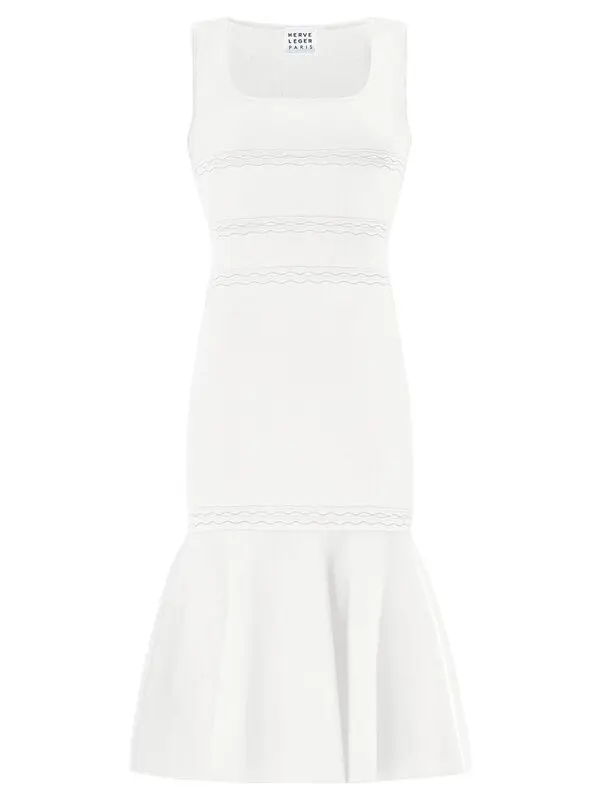 Herve Leger The Camille Sleeveless Knit Midi Dress - Alabaster