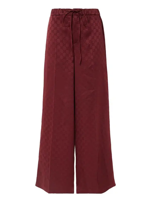Gucci Satin-jacquard Wide-leg Pants - Red