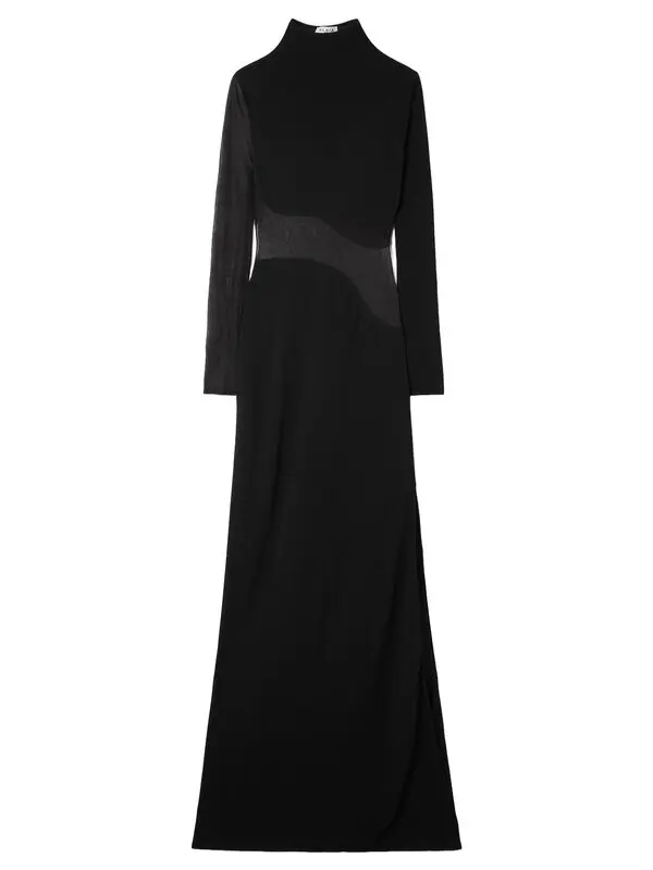 Alaïa Silk Mesh-trimmed Crepe Gown - Black