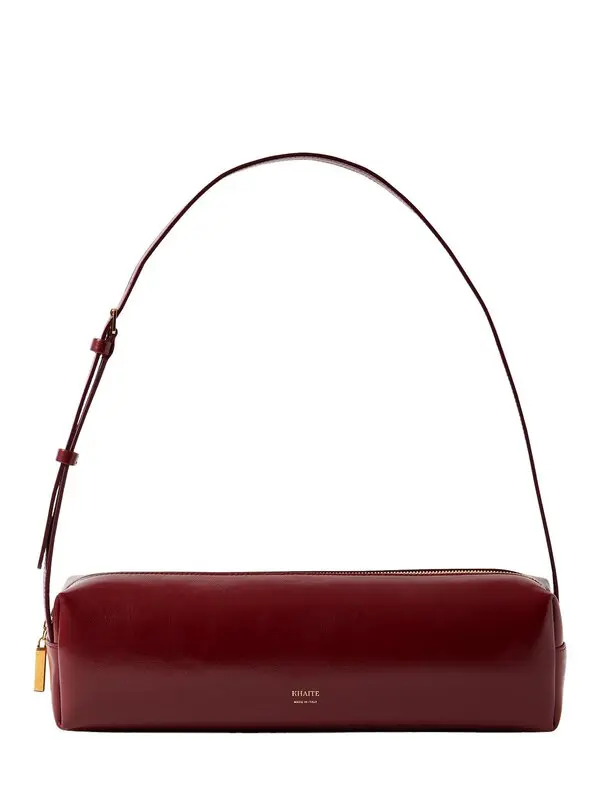 Khaite Kye Glossed-leather Shoulder Bag - Burgundy