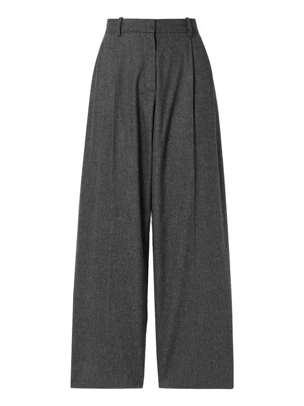Khaite August Pleated Wool Straight-leg Pants - Gray