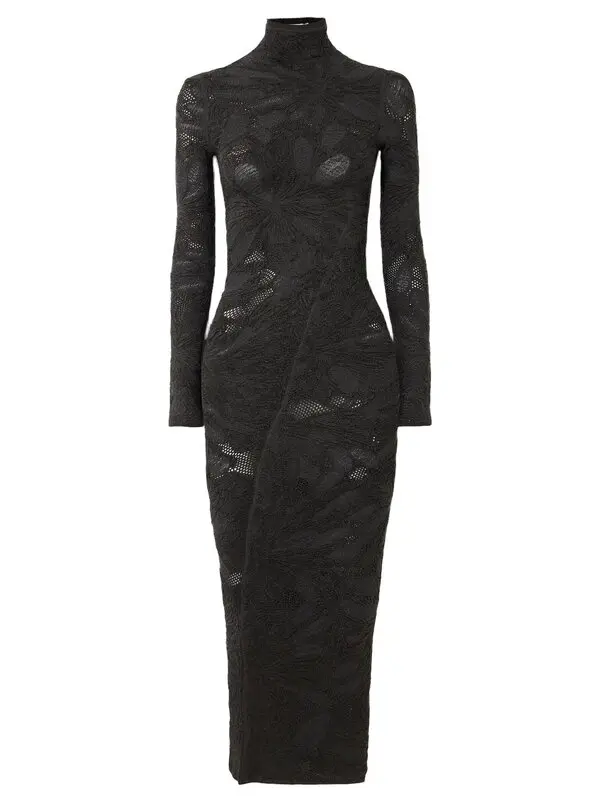 Alaïa Silk-blend Jacquard-knit Midi Dress - Gray