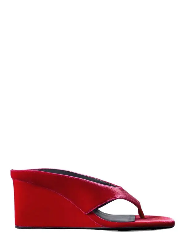 Alaïa Tong 75 Velvet Wedge Sandals - Pink