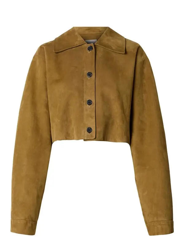 Khaite Sue Cropped Suede Jacket - Tan