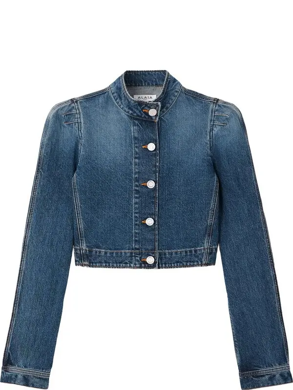 Alaïa Cropped Denim Jacket - Blue