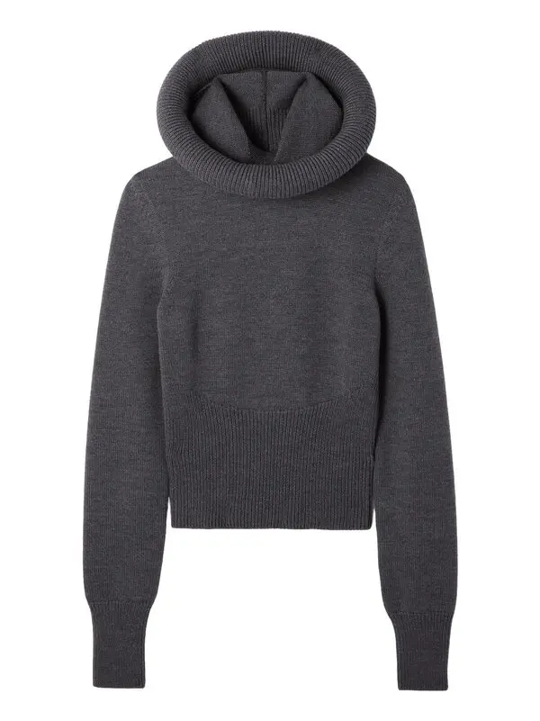 Alaïa Wool Hooded Sweater - Gray