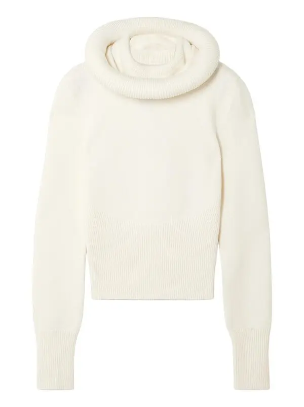 Alaïa Wool Hooded Sweater - White