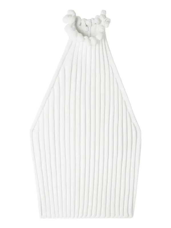 Alaïa Cropped Ribbed-knit Top - White