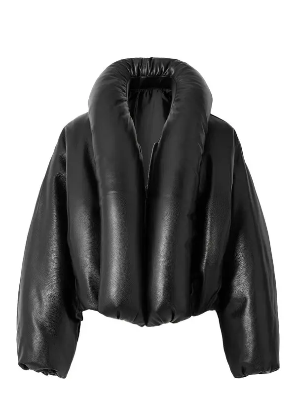 Alaïa Padded Leather Bomber Jacket - Black