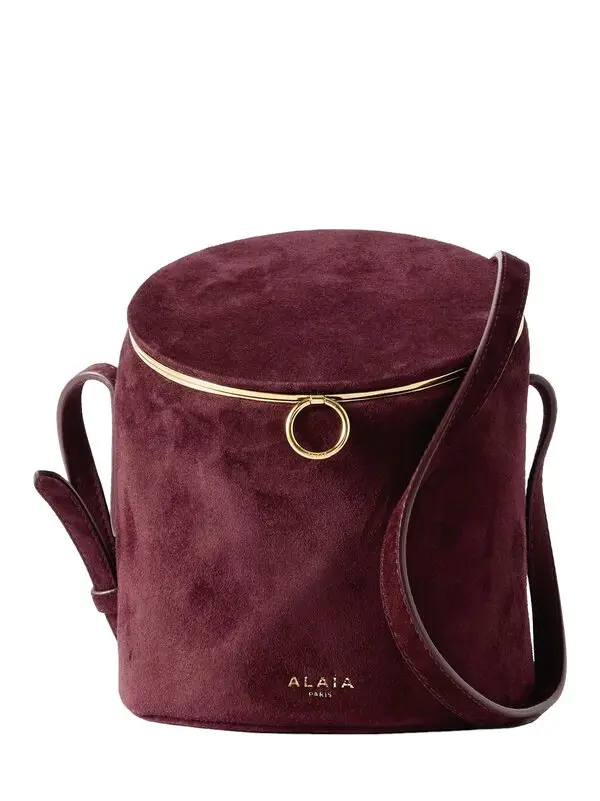 Alaïa La Canette Small Suede Bucket Bag - Burgundy