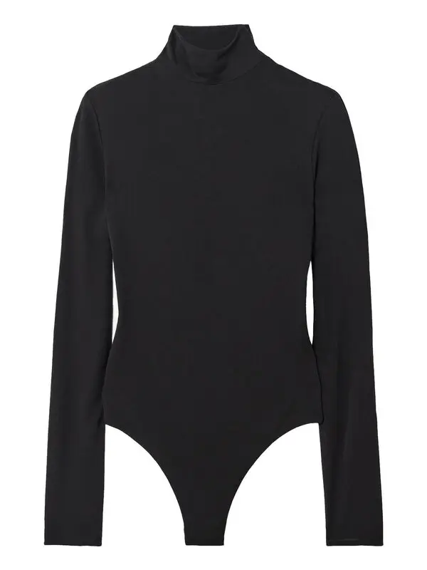 Alaïa Open-back Jersey Turtleneck Bodysuit - Black