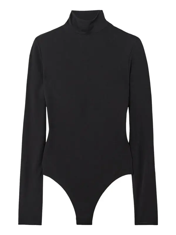 Alaïa Open-back Jersey Turtleneck Bodysuit - Black