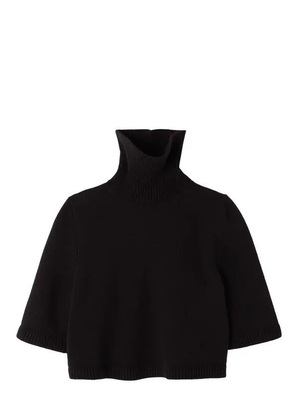 Alaïa Cropped Cashmere-blend Turtleneck Sweater - Black