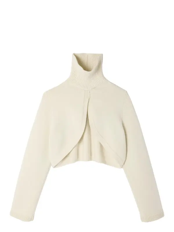 Alaïa Cropped Cashmere-blend Turtleneck Sweater - Ivory