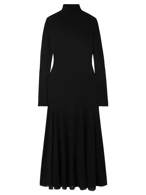 Alaïa Open-back Jersey Turtleneck Midi Dress - Black