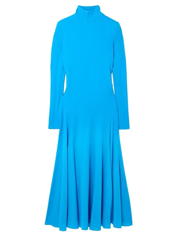 Alaïa Open-back Jersey Turtleneck Midi Dress - Blue