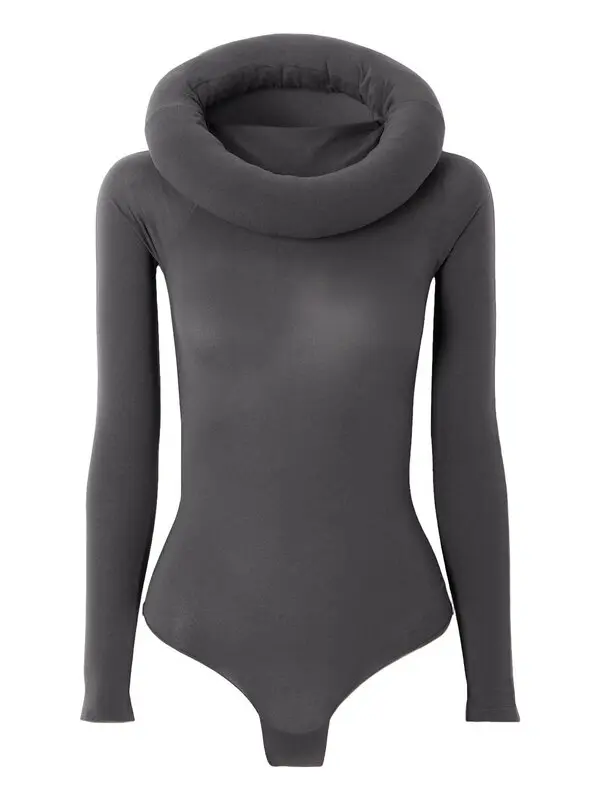 Alaïa Hooded Stretch-jersey Bodysuit - Gray