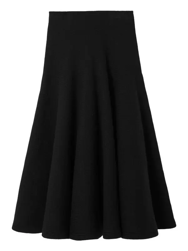 Alaïa Pleated Knitted Cashmere And Wool-blend Midi Skirt - Black