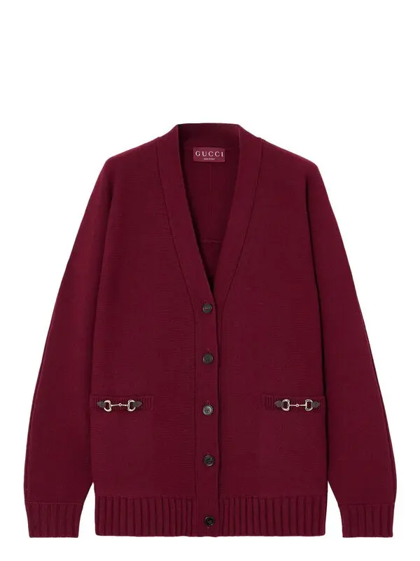Gucci Horsebit-detailed Wool And Cashmere-blend Cardigan - Red