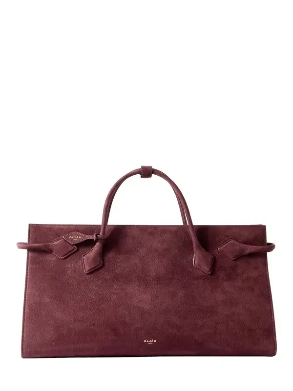 Alaïa East West Nubuck Tote - Burgundy