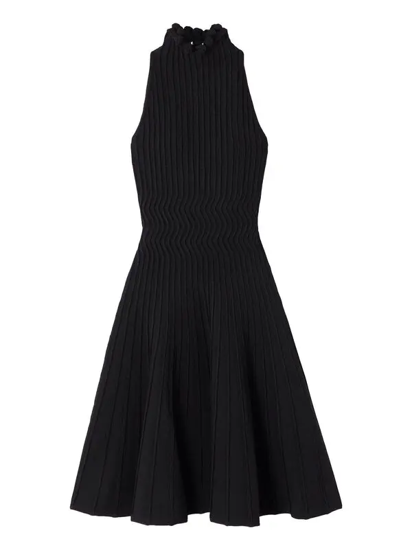 Alaïa Ribbed-knit Turtleneck Dress - Black