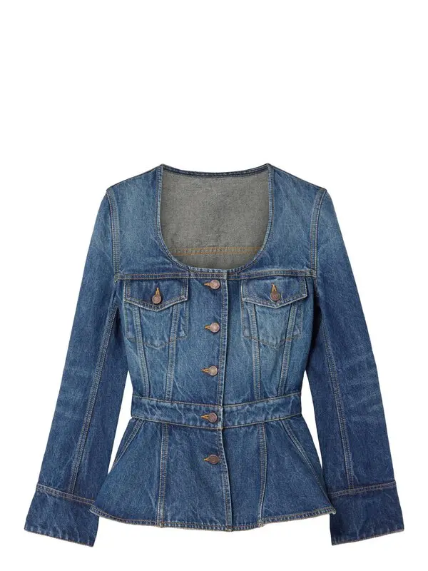 Chloé Organic Denim Peplum Jacket - Blue