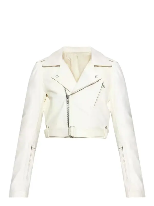 Rick Owens Belted Asymmetrical Zip Jacket - White