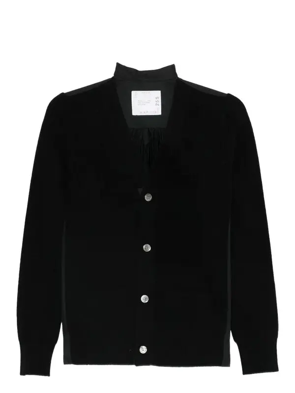 Sacai Ribbed Knit Cardigan - Black