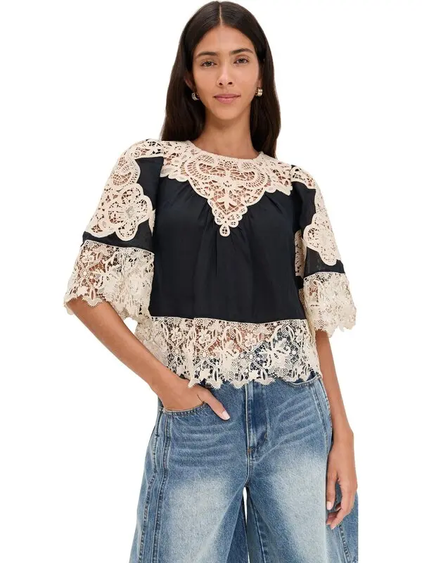 Sea Medina Lace Top - Black