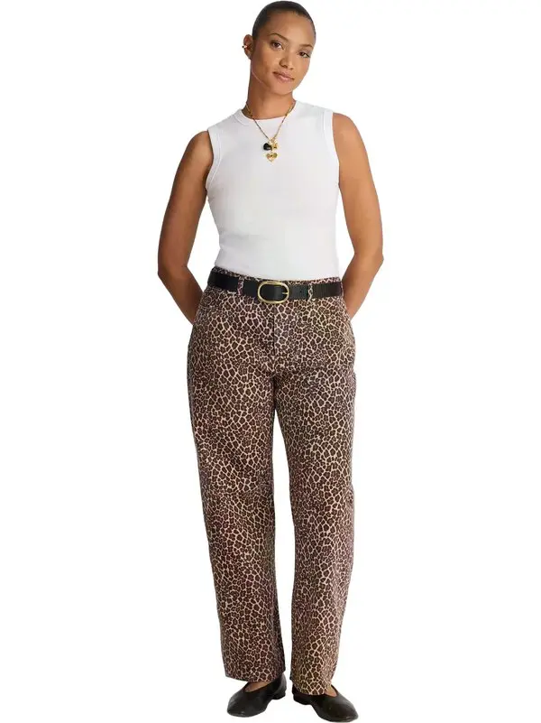 Madewell Curvy Darted Barrel-leg Jeans In Leopard Print - Dark Mocha