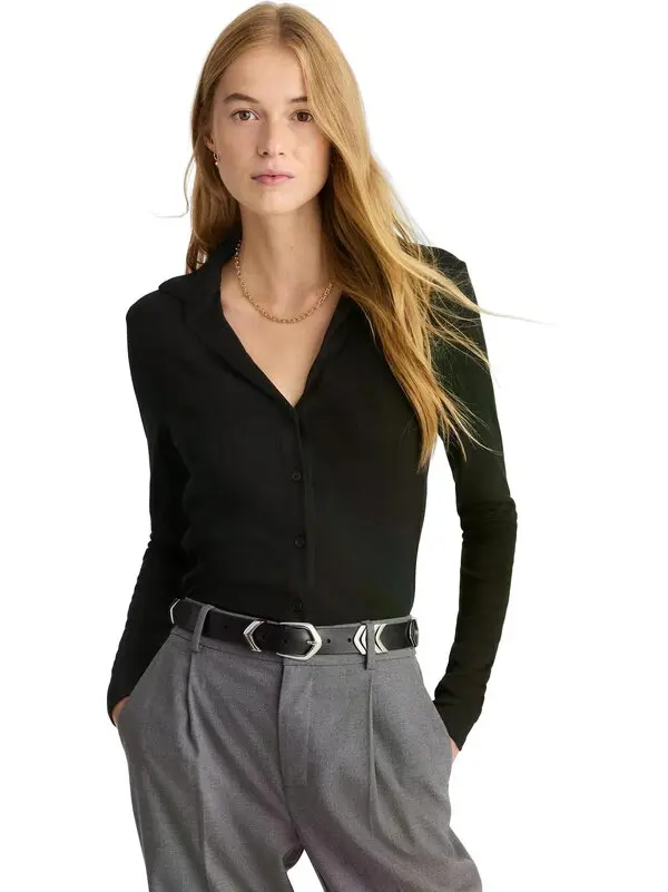 Madewell Camp Long-sleeve Top - Jet Black