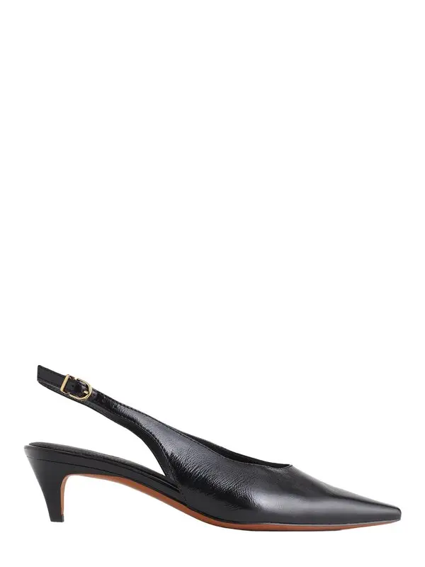 Madewell The Emilie Leather Slingback Pumps - True Black