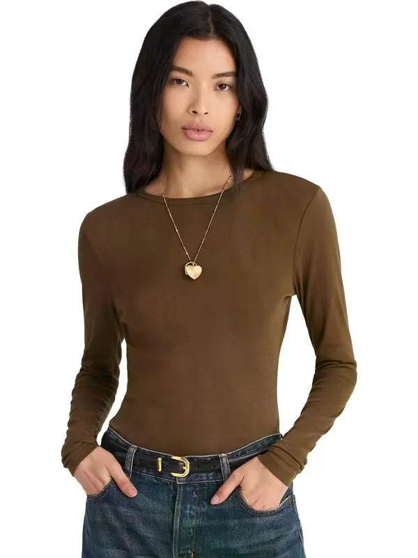 Madewell Crewneck Long-sleeve Tee - Dark Mocha