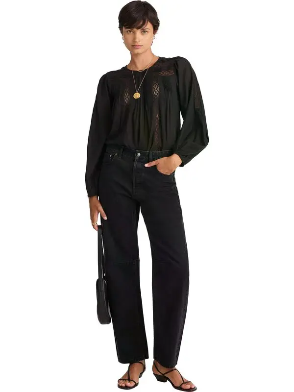 Madewell The Darted Barrel-leg Jean - Washed Black