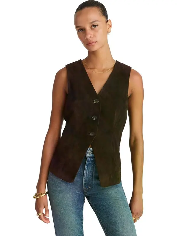 Madewell Suede Cutaway Vest - Dark Carob