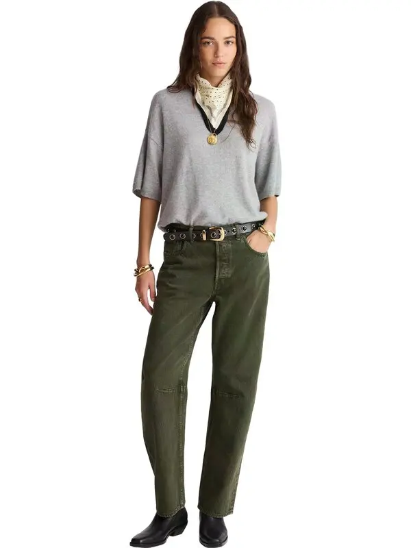 Madewell Darted Barrel-leg Jean - Mossy Umber