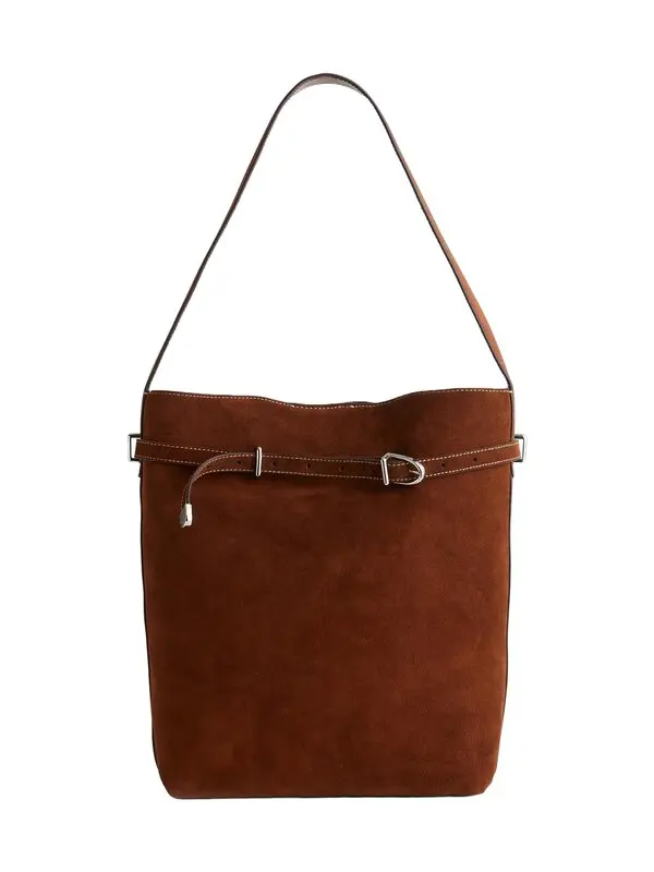 Madewell The Essential Belted Bucket Tote - Soft Mahogany