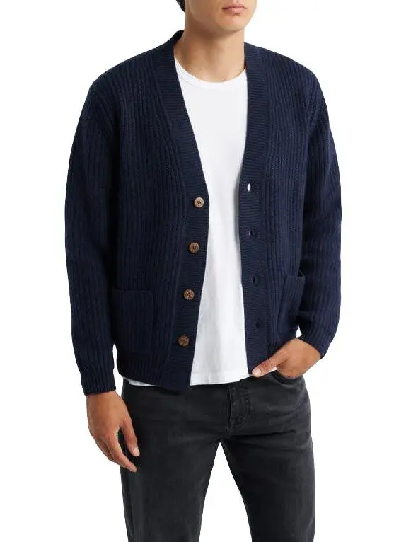 ALEX CRANE Vale Merino Wool V-neck Cardigan - Indigo