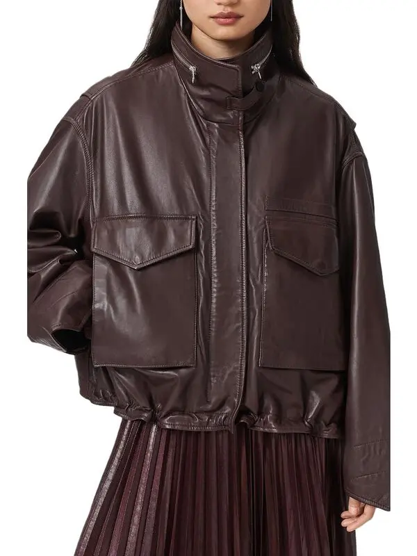 ALLSAINTS Clay Leather Jacket - Oxblood Red