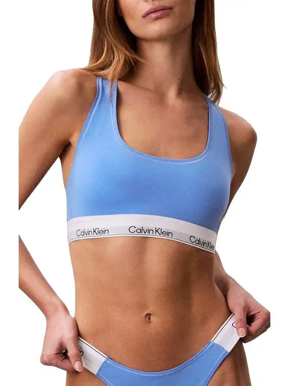 Calvin Klein Lightly Lined Racerback Bralette - Blue Descent